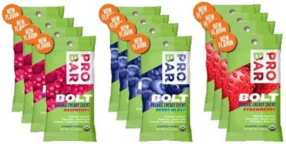 Bolt Organic Energy Chews Bundle Strawberry,Berry Blast and Raspberry ...